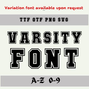 Varsity Font Letters Numbers PNG SVG TTF Otf. Installable College ...