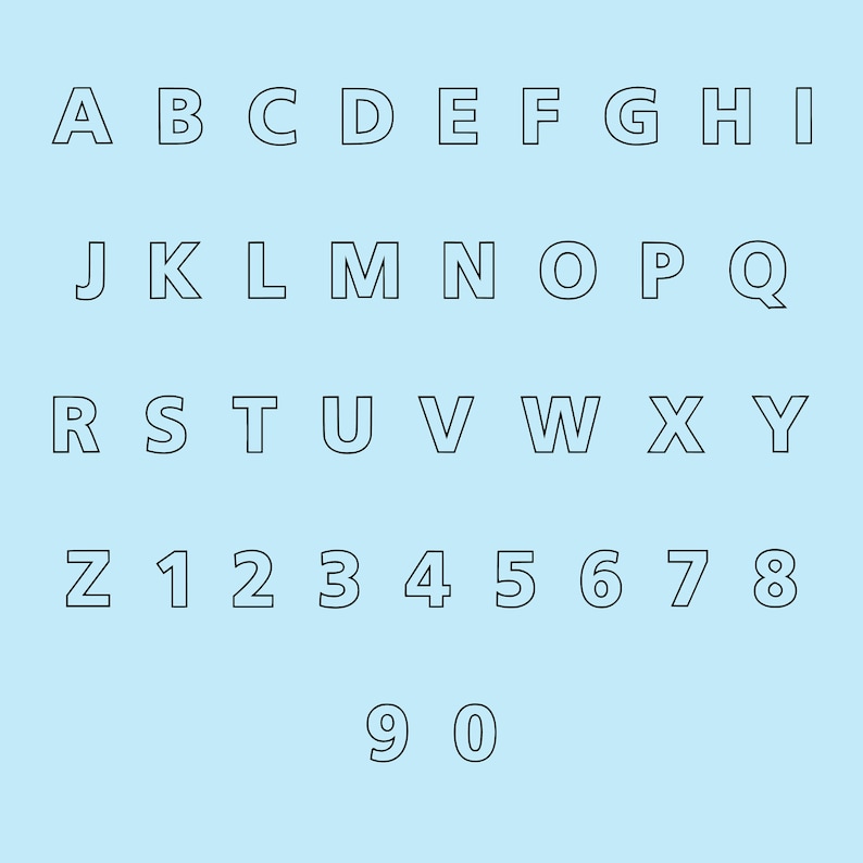 Outline Font. Letters Numbers PNG SVG TTF. Unbundle Installable College ...