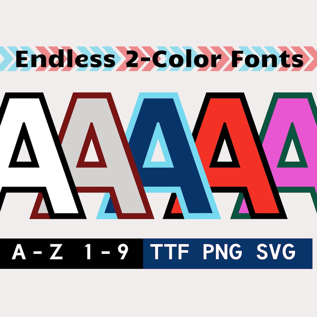 Unlimited 2-color Outline Fonts With A Single Order. 1 9 A - Etsy