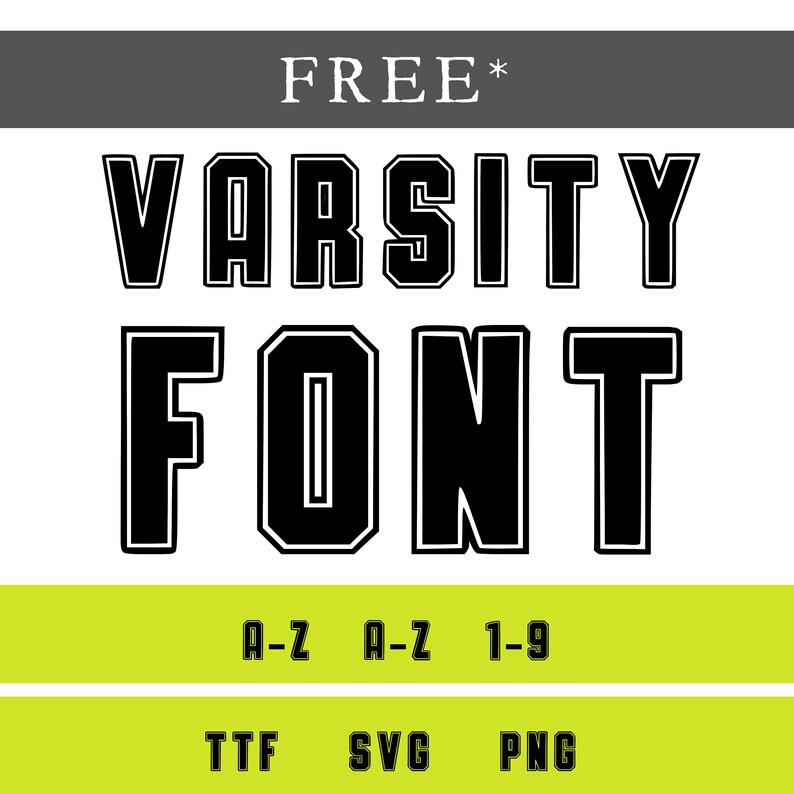 Varsity Font. Letters & Numbers PNG SVG Ttfs. Unbundle Installable ...