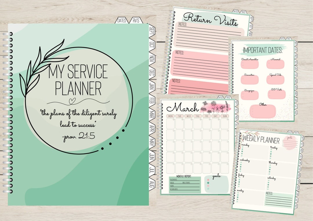 Digital Service Year Planner JW Ministry Planner PDF - Etsy