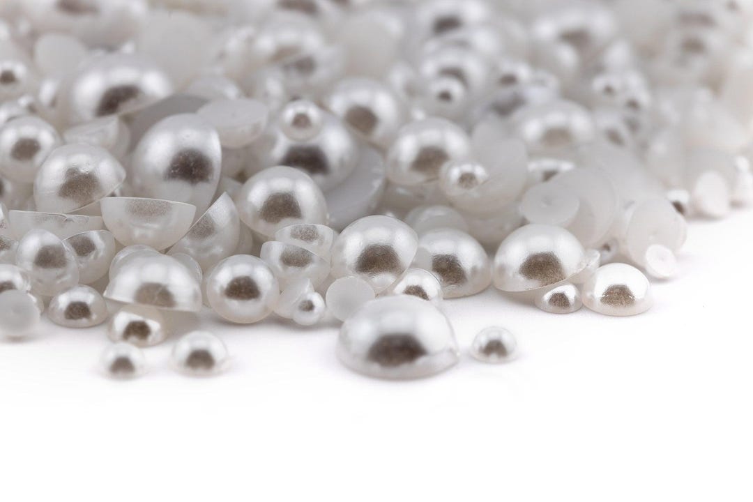 Flatback Pearl White | Sizes 2MM 3MM 4MM 5MM 6MM 8MM 10MM 12MM & Mixed ...