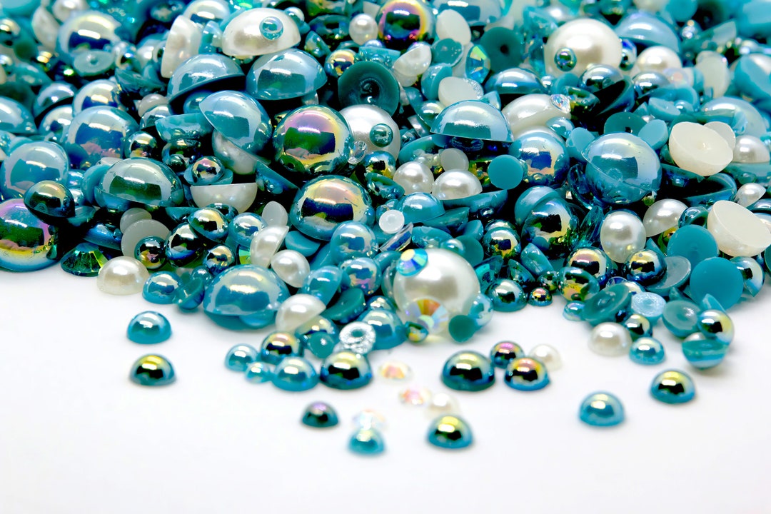 Pearl & Rhinestone Mix #22 "tenacious Teal" | Embellishment Flatback ...