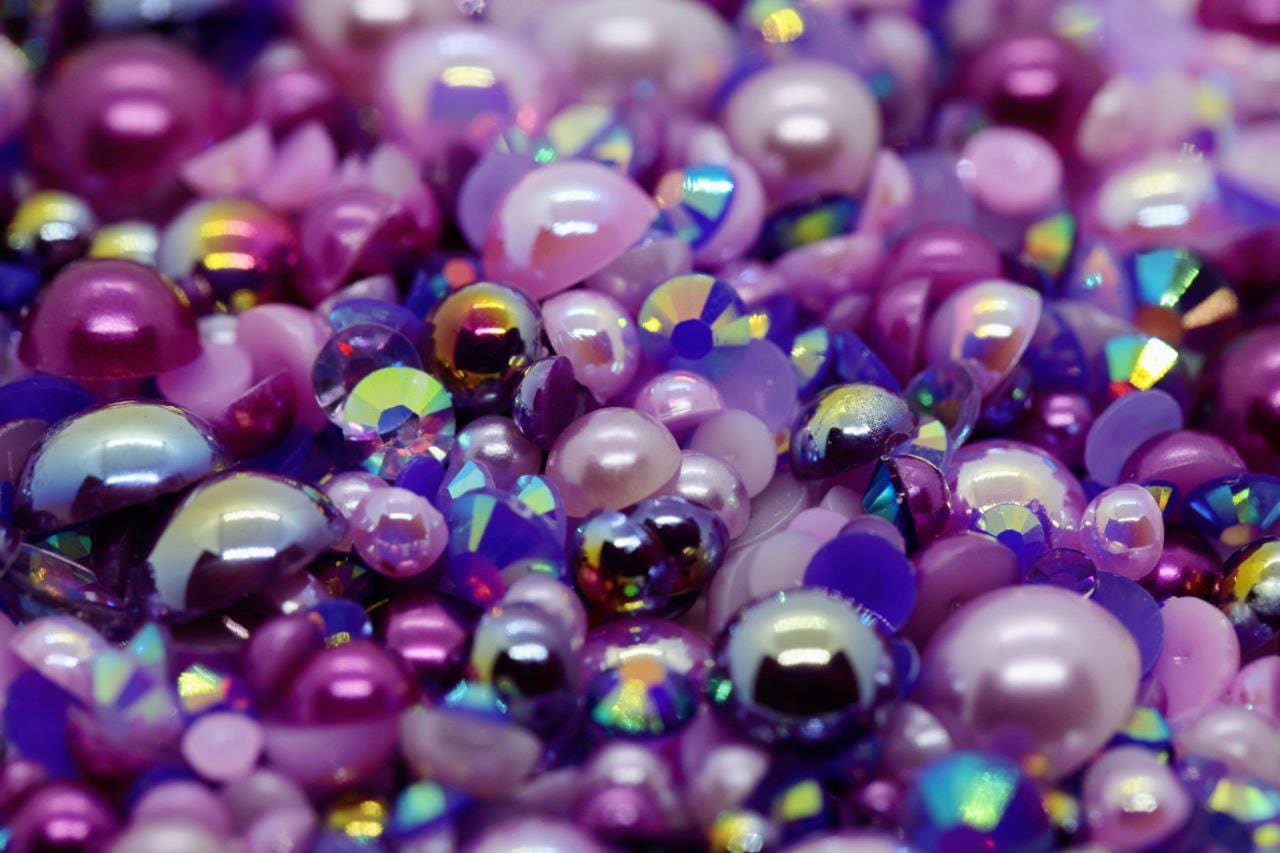 Pearl and Rhinestone Mix 66 purple Rain Pearl and Rhinestone Flatback ...