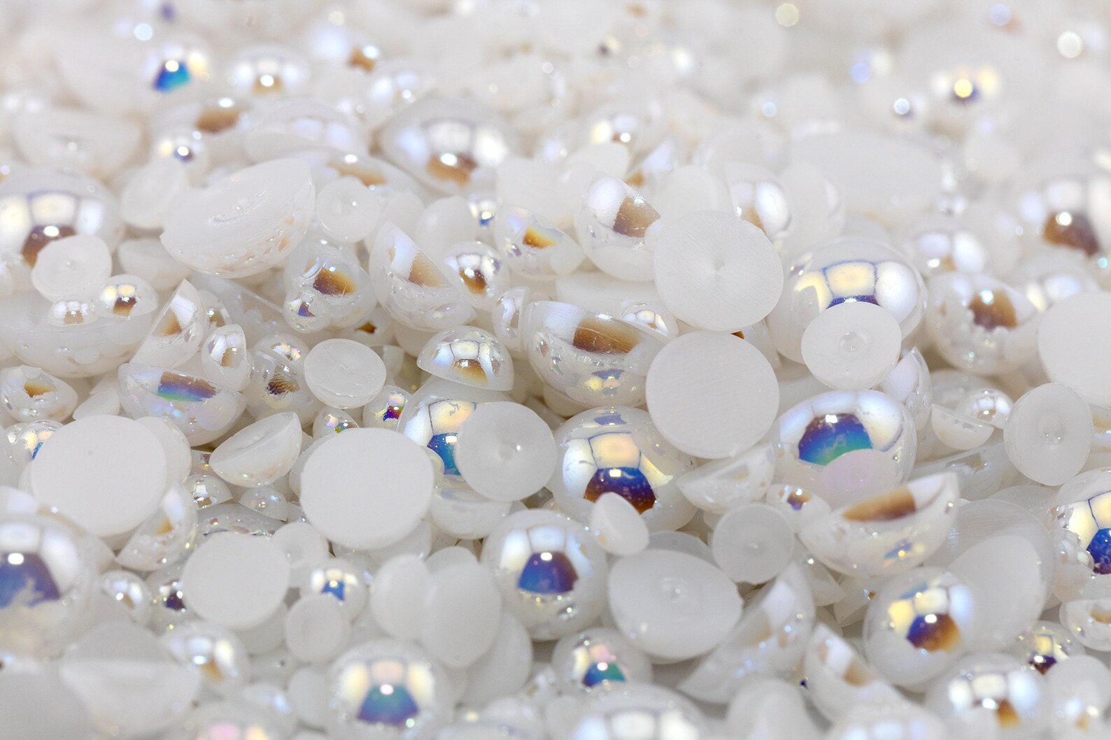 Flatback Pearl White AB | Sizes 2MM 3MM 4MM 5MM 6MM 8MM 10MM 12MM ...