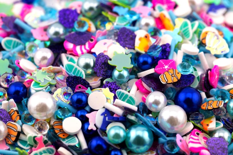 Ocean Life Fake Sprinkle Mix, Kawaii Decoden Sprinkle Mix, Polymer Clay ...
