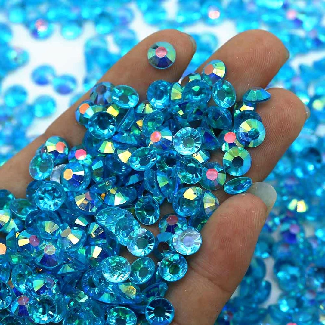 Blue Zircon AB Transparent Flatback Resin Rhinestones - 2mm 3mm 4mm 5mm ...