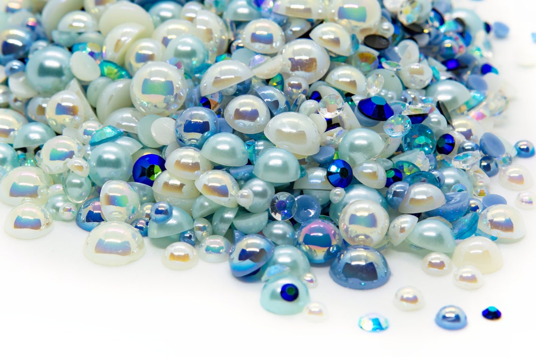 Pearl and Rhinestone Mix 45 sea of Glass Pearl and Rhinestone Flatback ...