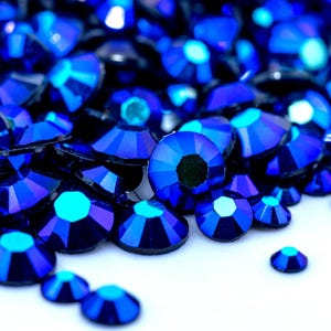 Blue Metallic Plated Jelly Flatback Resin Rhinestones 2mm 3mm 4mm 5mm ...