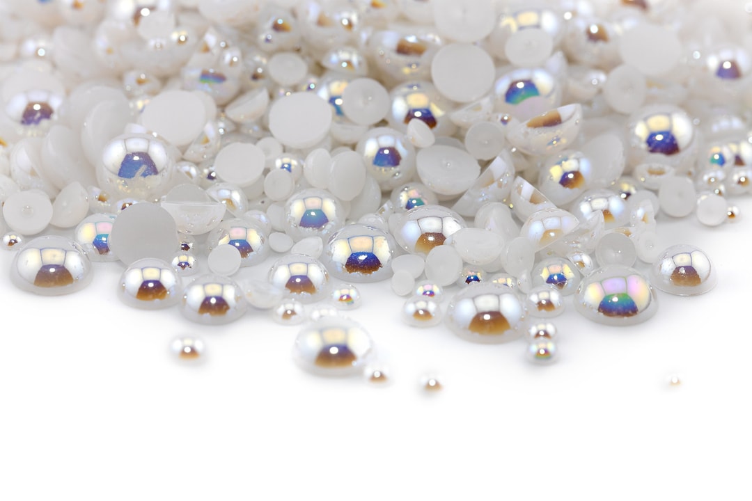 Flatback Pearl White AB | Sizes 2MM 3MM 4MM 5MM 6MM 8MM 10MM 12MM & Mixed Sizes | Pearl ...