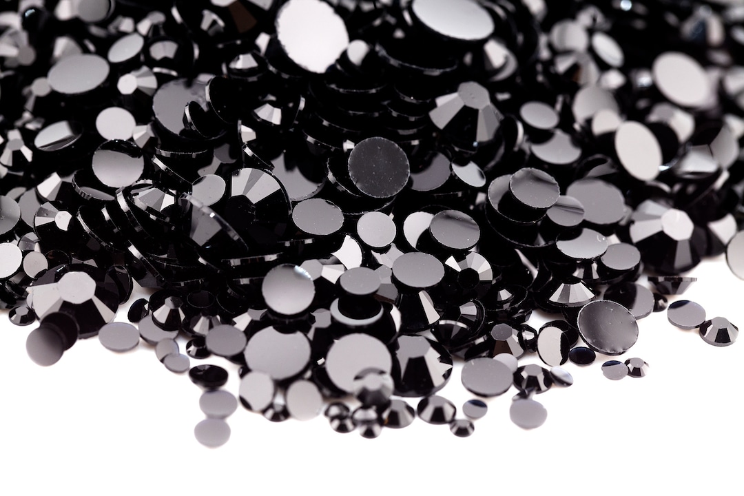 Jet Black Opaque Jelly Flatback Resin Rhinestones - 3mm 4mm 5mm for ...