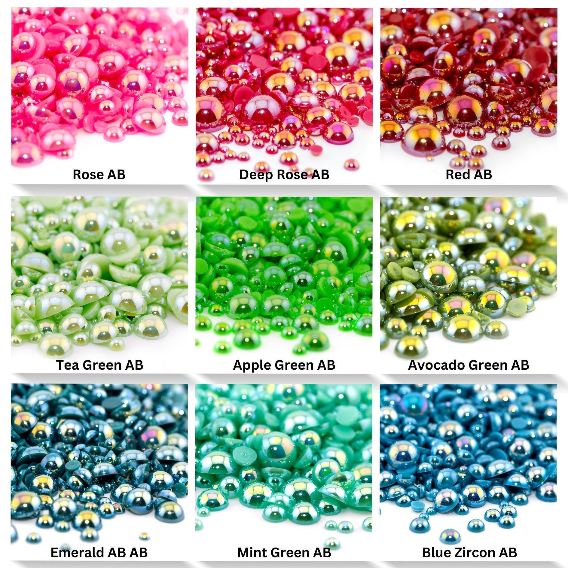 Flatback Pearls AB Colors Mixed Sizes | Faux Pearl Flatback | Pearl ...
