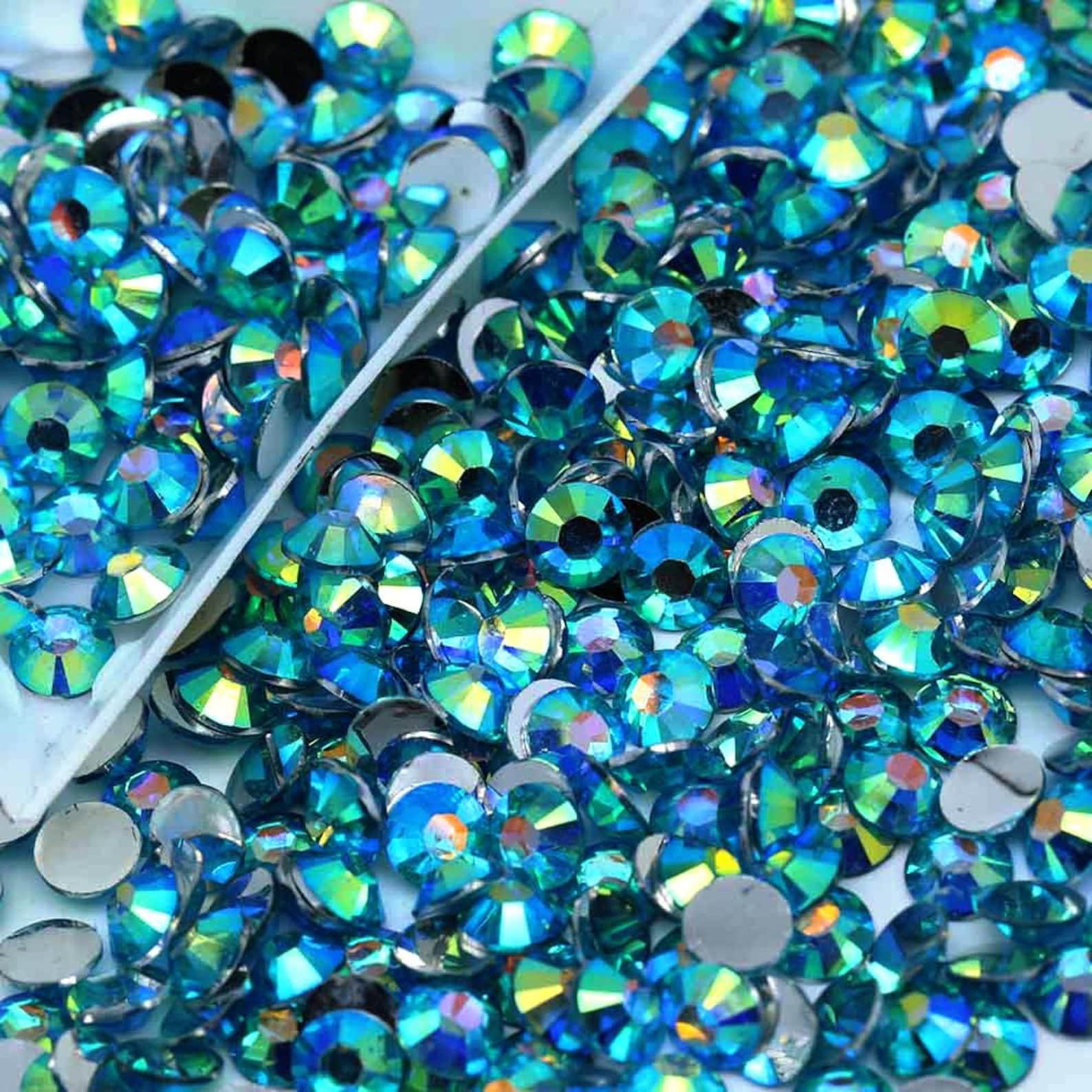 Capri Blue AB Silver Back Flatback Resin Rhinestones - 2mm 3mm 4mm 5mm ...