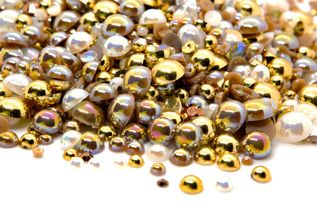 Pearl and Rhinestone Mix 3 cappuccino Pearl and Rhinestone Flatback Mix ...