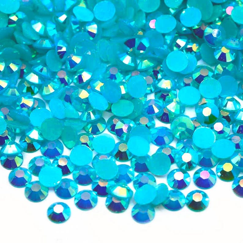 Blue Zircon AB Jelly Flatback Resin Rhinestones - 2mm 3mm 4mm 5mm 6mm ...