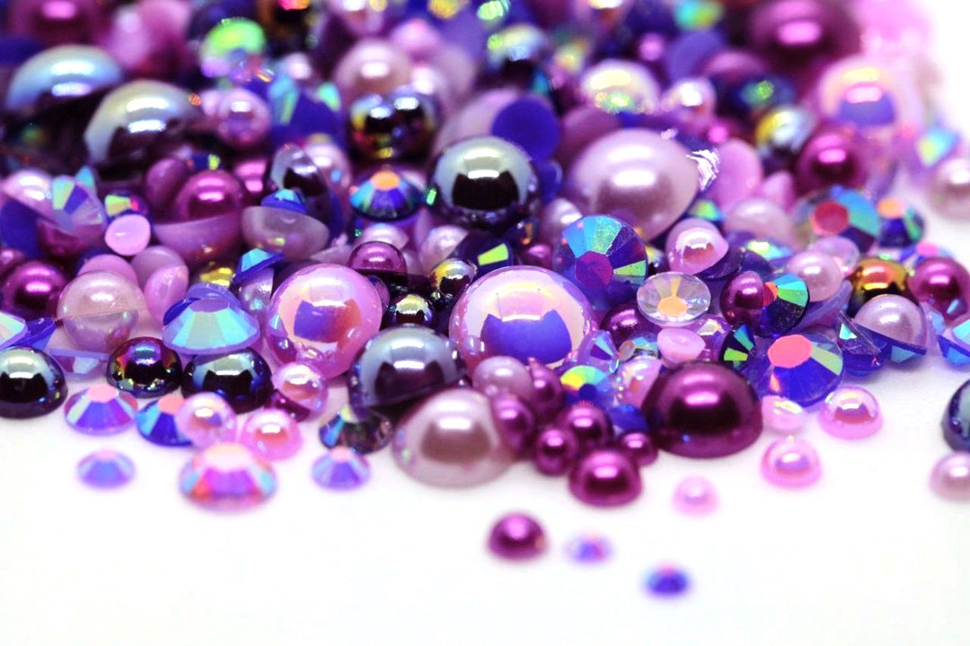 Pearl and Rhinestone Mix 66 purple Rain Pearl and Rhinestone Flatback ...