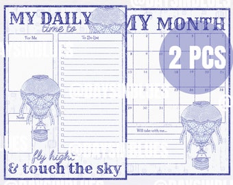 Pastel Hot Air Balloons Themed Instantly Downloadable 8.5 X 11 Planner ...