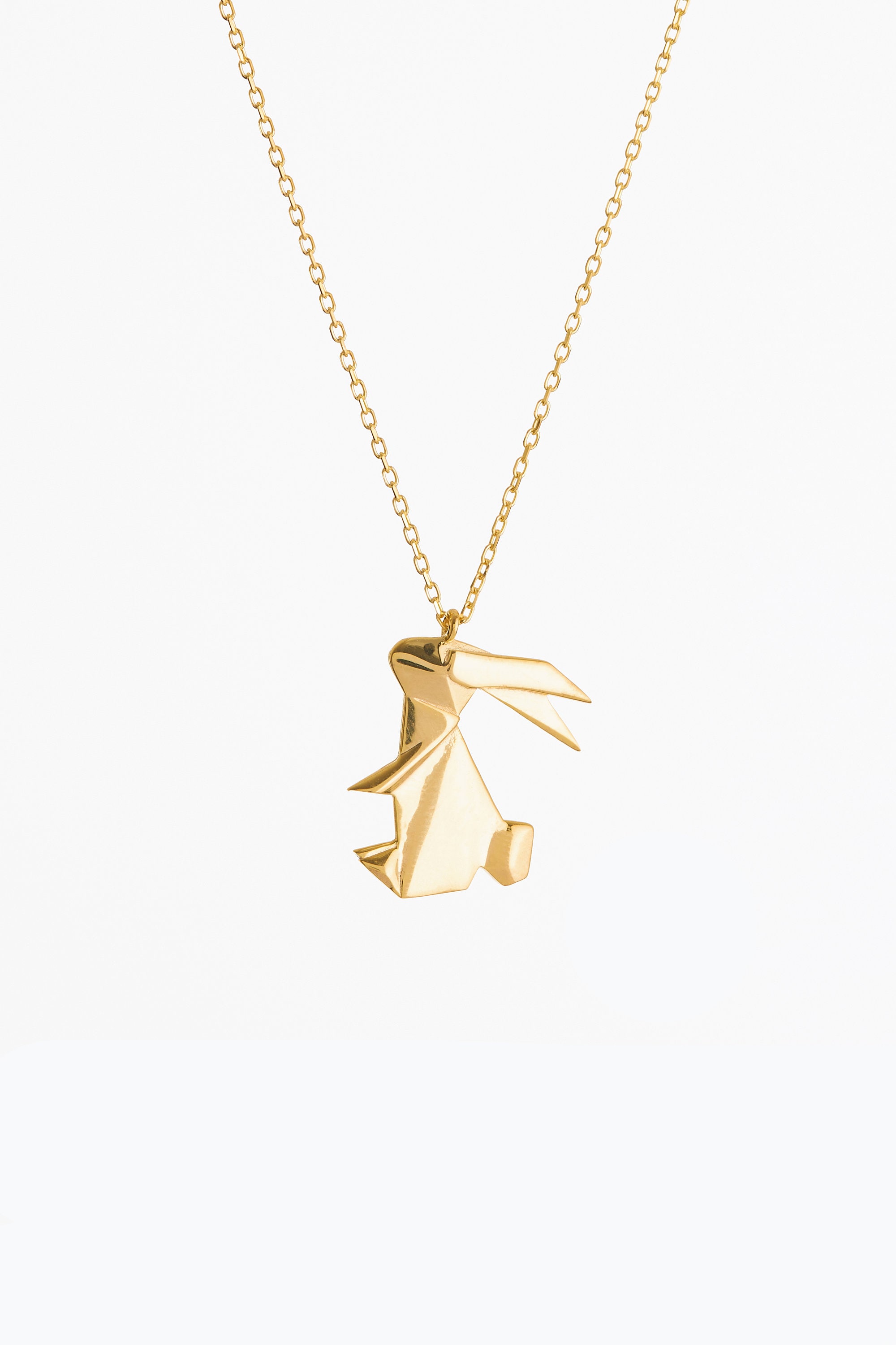 14k Solid Gold Rabbit Shaped Necklace, 2 Cm Golden Bunny Charm, Animal ...