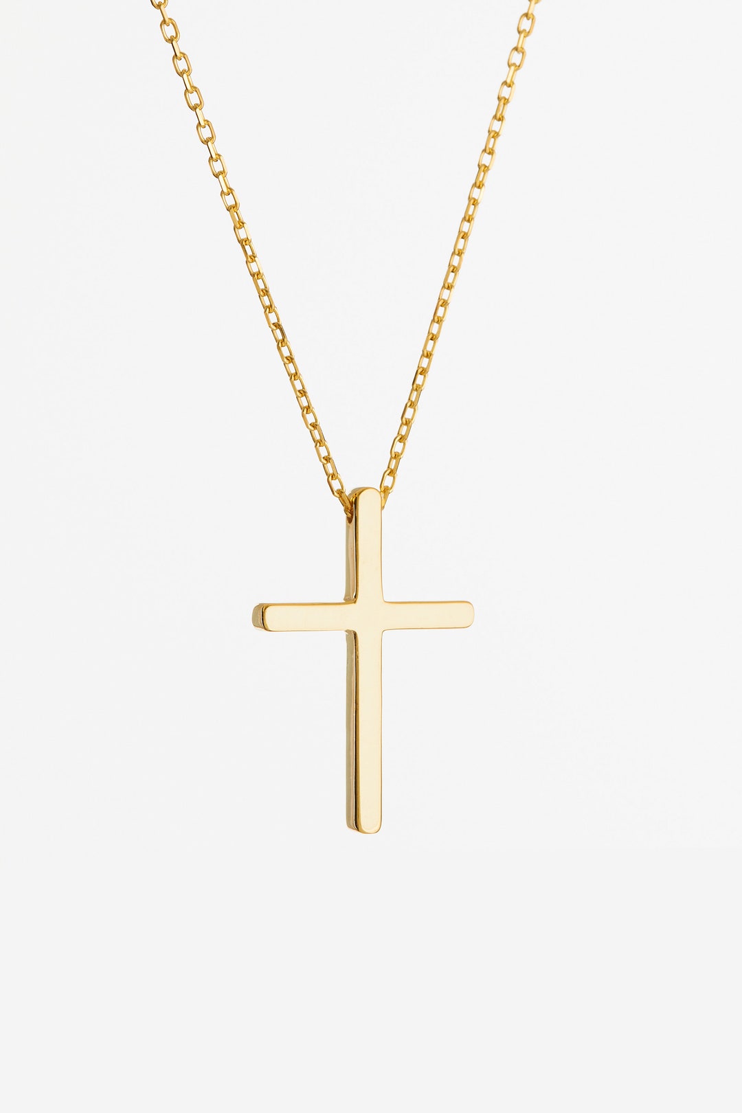 14k Solid Gold Cross Shaped Necklace, High Quality Item, Luxur, Saint ...
