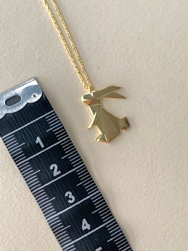 14k Solid Gold Rabbit Shaped Necklace, 2 Cm Golden Bunny Charm, Animal ...