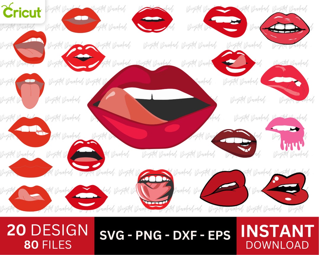Valentines Lips Svg Bundle Red Lips Svg Kiss Svg American - Etsy