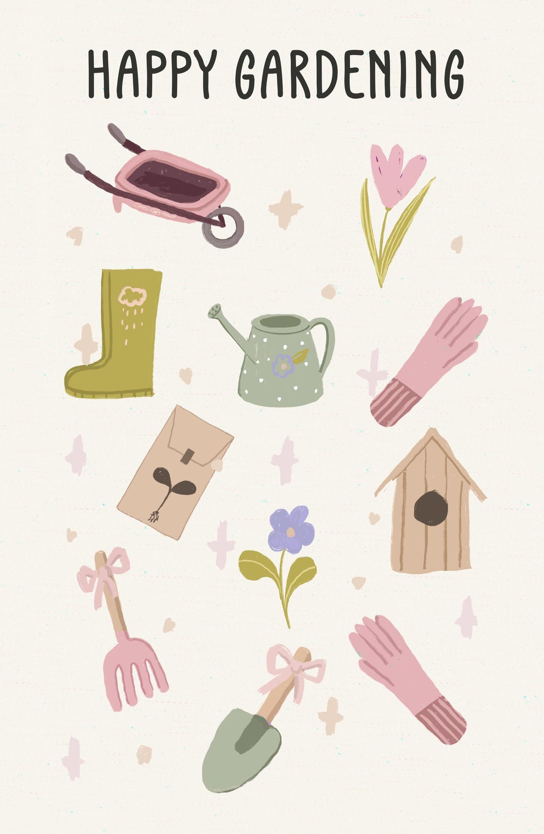 Happy Gardening Greeting Card, Garden Lover Card, Poster, Personalized ...