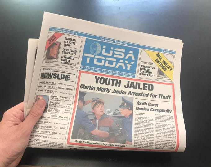 BTTF Back to the Future II Newspaper Reproduction Film Prop, Marty ...