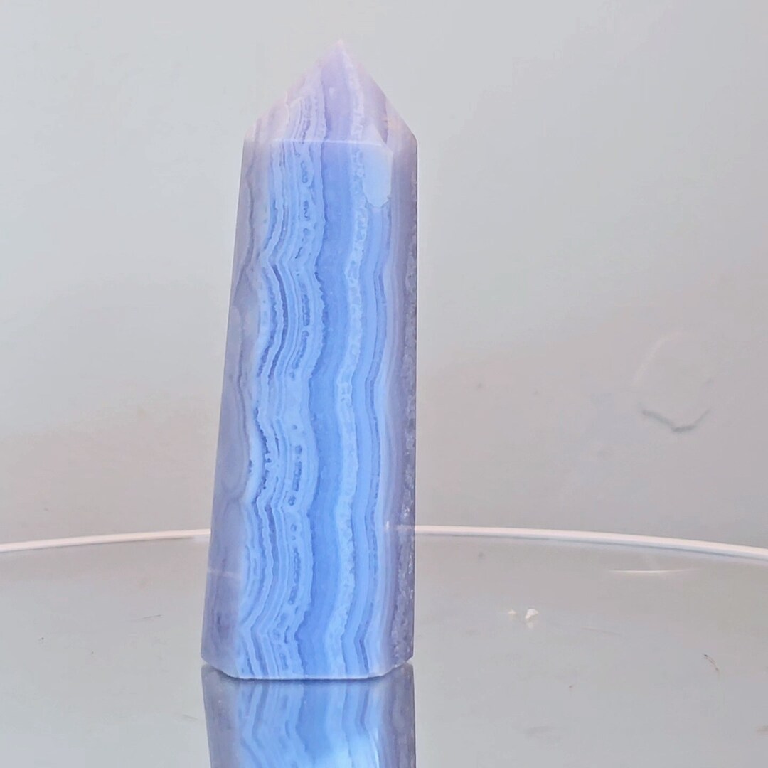 Blue Lace Agate Tower Point, Natural Gemstone Tower, Crystal Obelisk ...