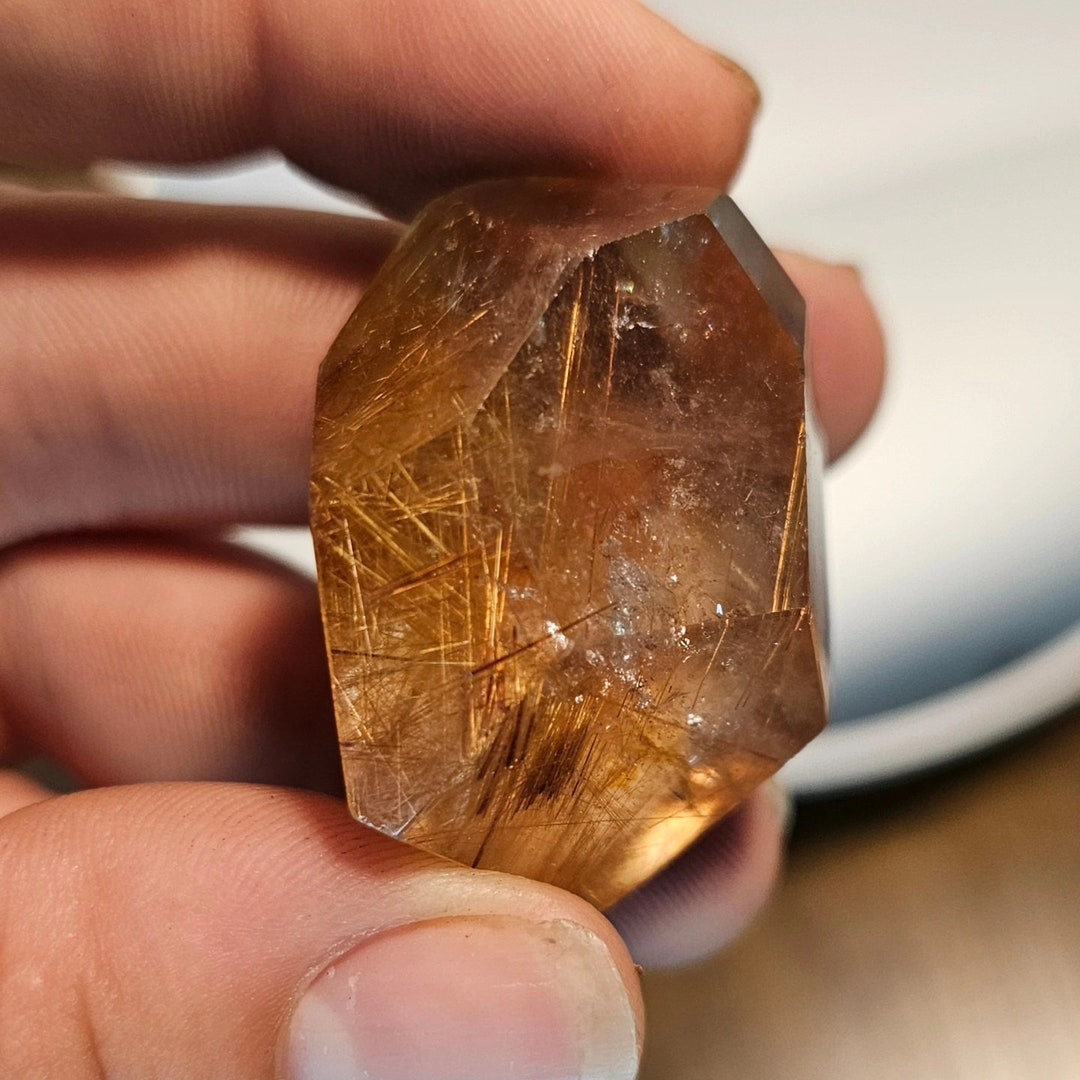 Golden Rutile Quartz Freeform, Natural Gemstone, Crystal, Angel Hair ...