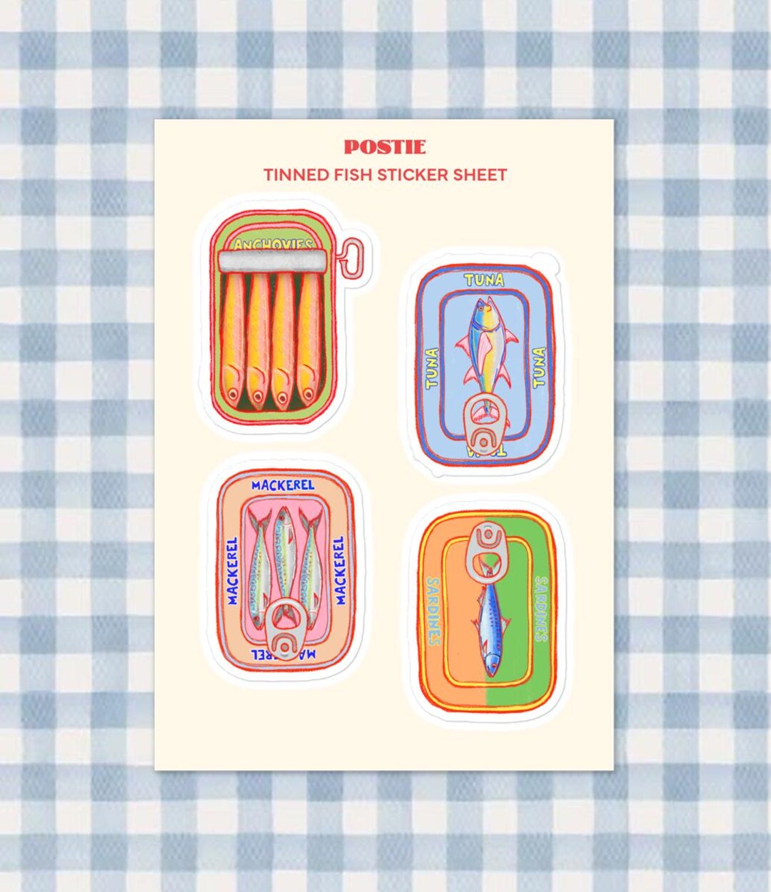Tinned Fish Sticker Sheet, Tin Fish, Sardines, Stickers, Gift | Back to ...