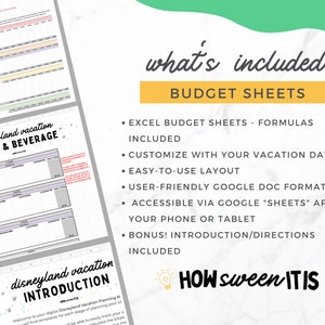 Disneyland Vacation Planning Budget Sheets | Disneyland Budget ...