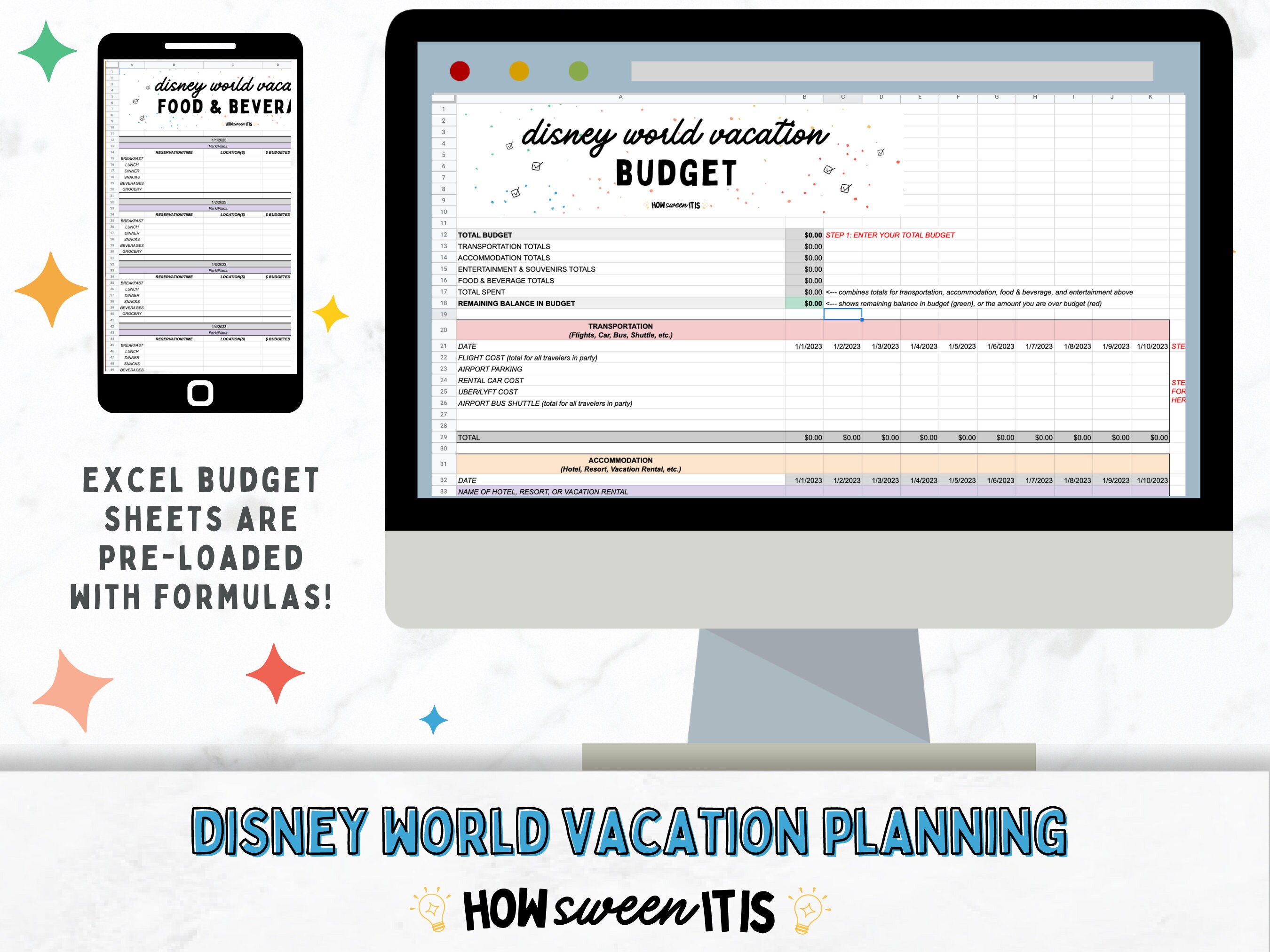 Disneyworld Vacation Planning Budget Sheets | WDW Budget | Disneyworld ...
