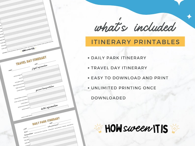 Disneyworld Vacation Planning Printables | WDW Itinerary | Disneyworld ...