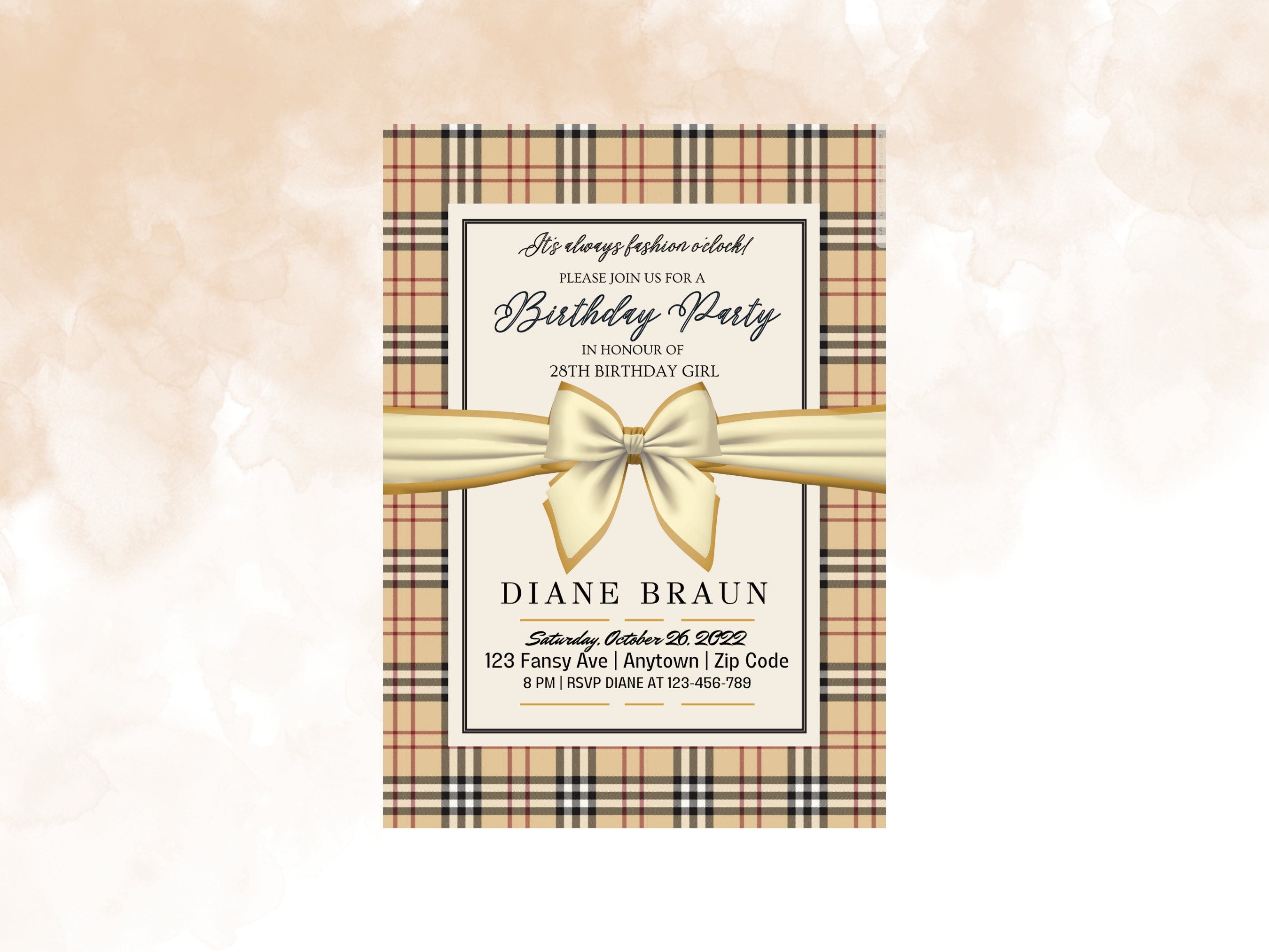 Classy & Chic Birthday Party Invitation Template for Her, Designer ...