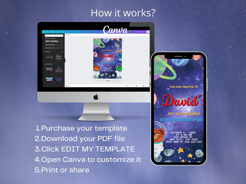 Out of This World Birthday Invitation Template Boys & Girls - Etsy