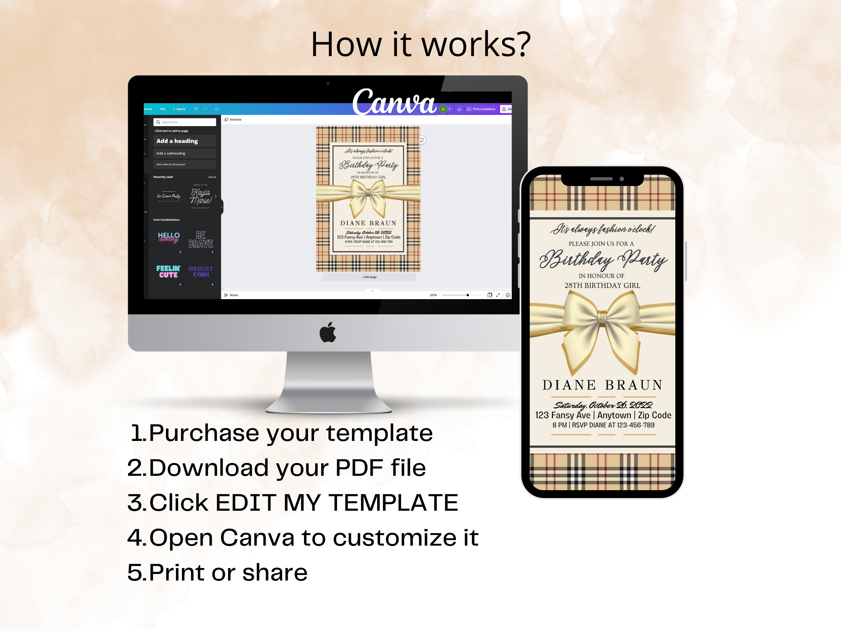 Classy & Chic Birthday Party Invitation Template for Her, Designer ...