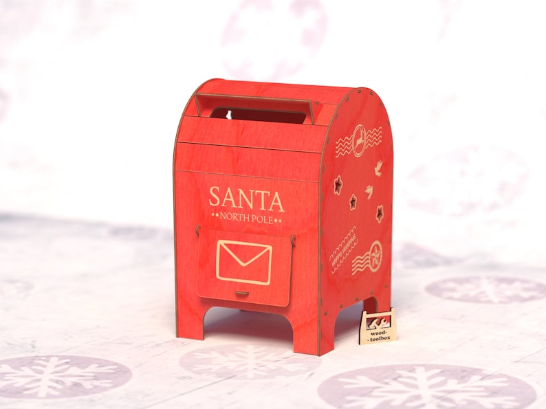 Santa's Mailbox - Laser Cut Files. Christmas Postbox Pattern / New Year ...