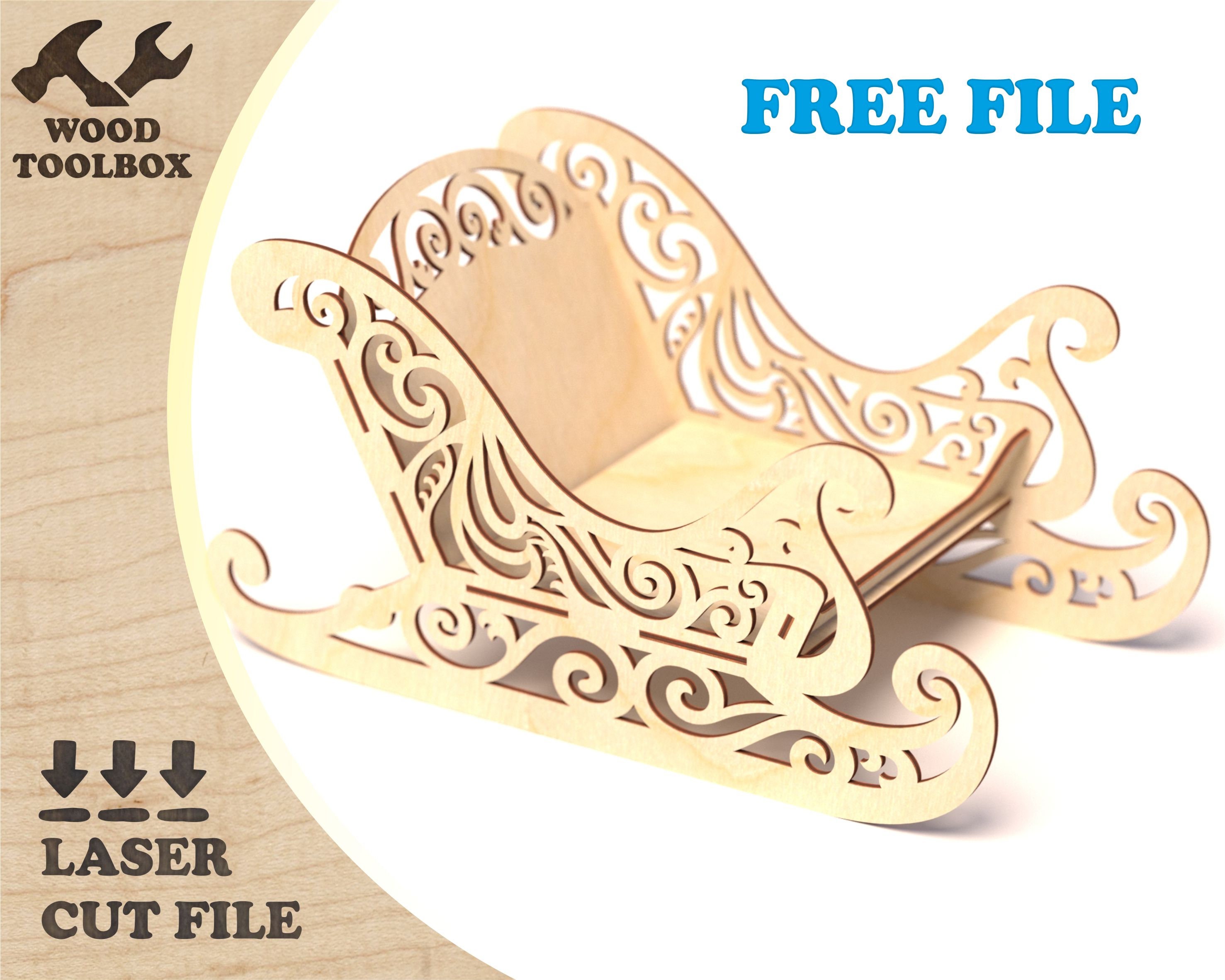 Christmas Sledge - Laser Cut Files. Christmas Design Patterns. New Year ...
