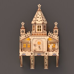 Hanging House With Light - Santa's Palace - Laser Cut File. Christmas ...