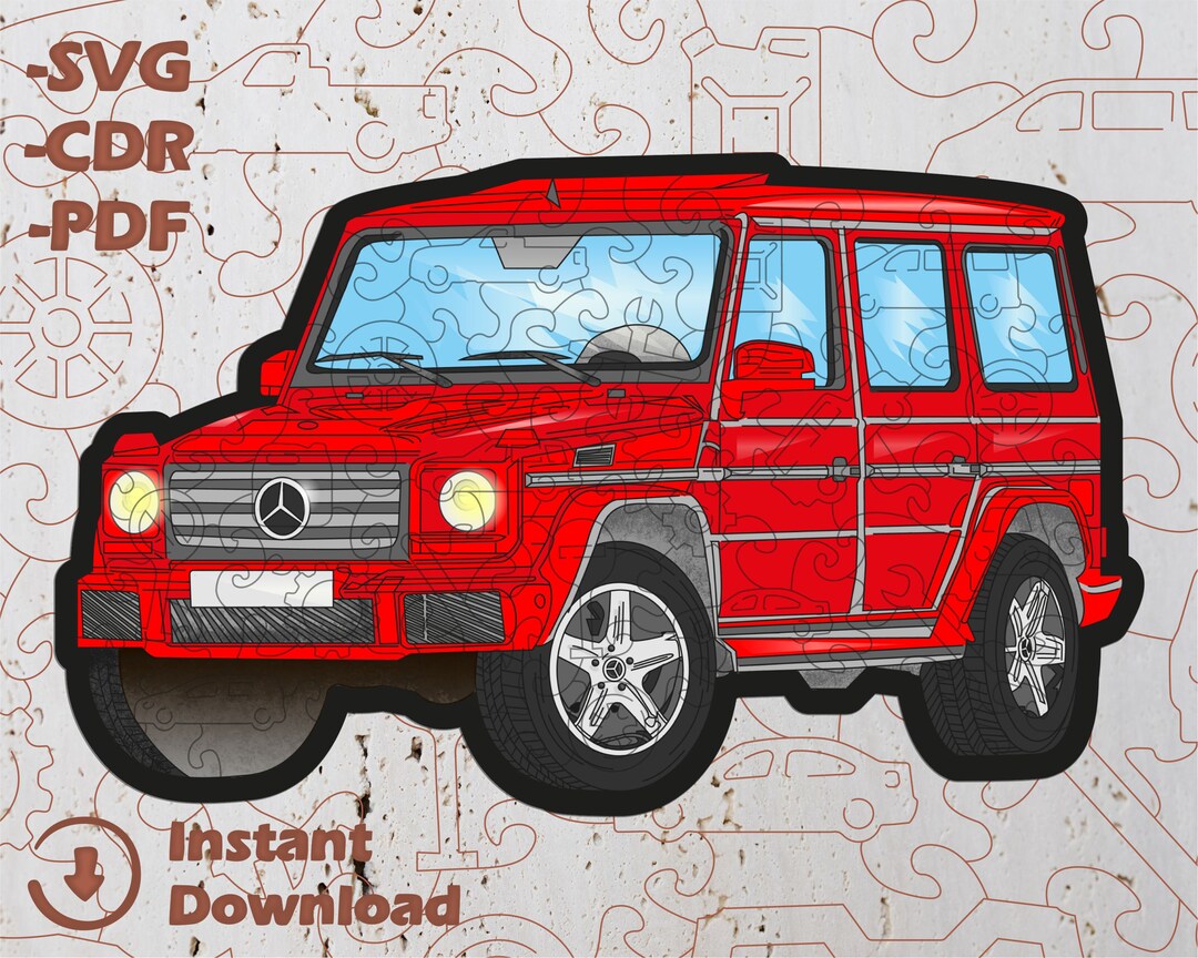 Car - Jigsaw Puzzles - Laser Cut File. Wooden Puzzle SVG, Vector File ...
