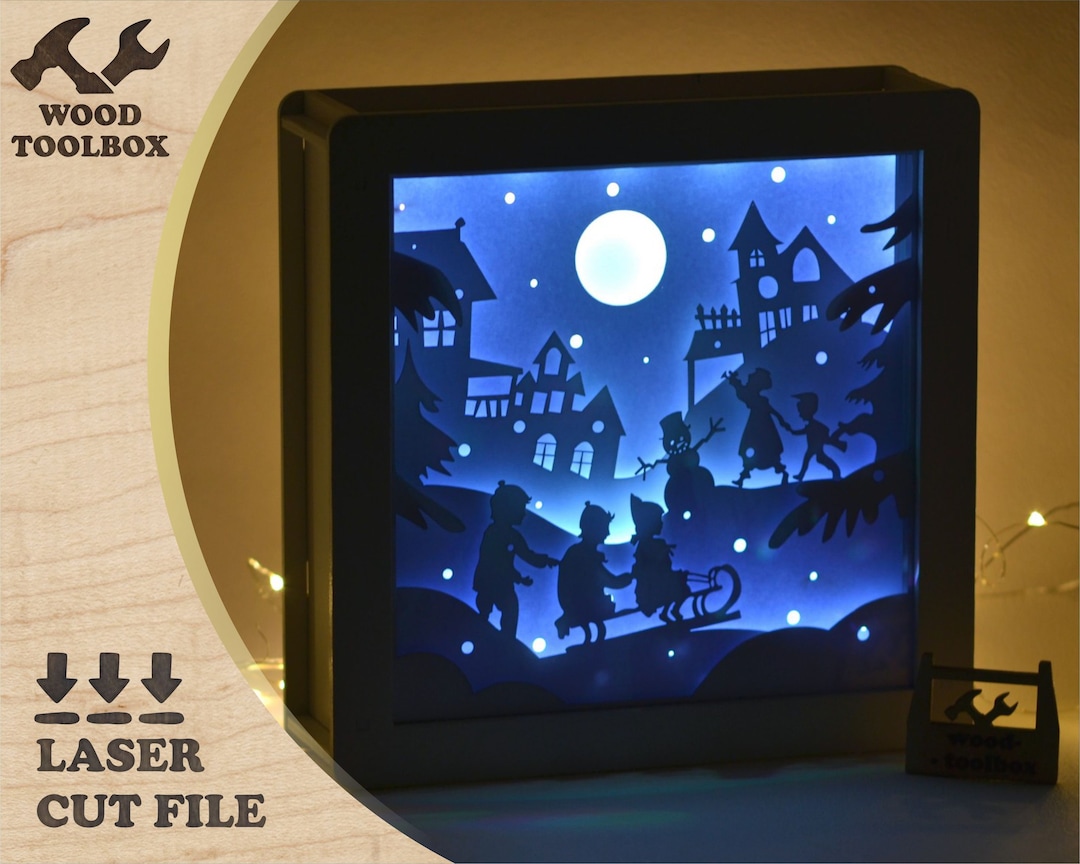 Christmas Lightbox - Laser Cut Files. Christmas 3D Nightlight Template ...
