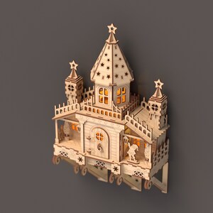 Hanging House With Light - Santa's Palace - Laser Cut File. Christmas ...