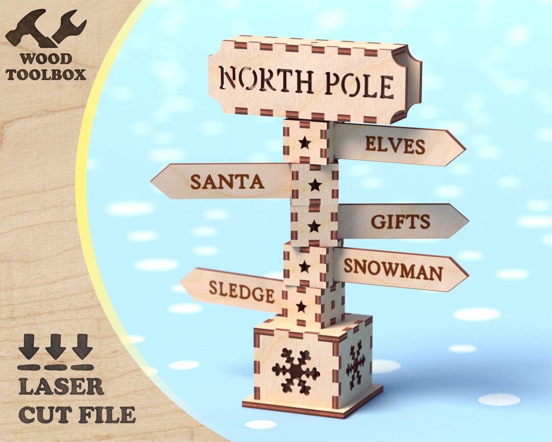 Christmas Sign Post Laser Cut Files Svg, Christmas Design Sublimation ...