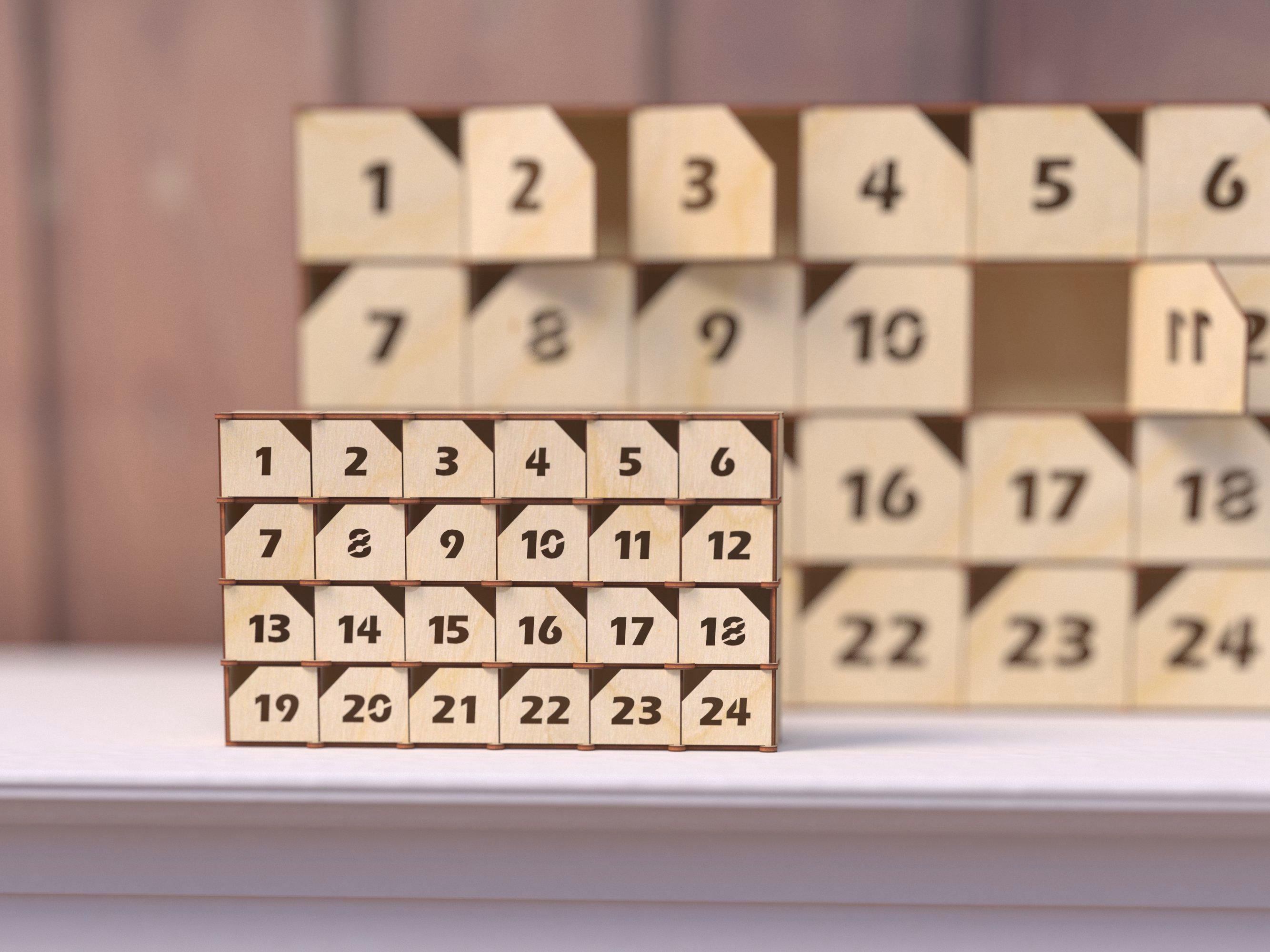 Laser Cut Wooden Advent Calendar SVG File: DIY Christmas Countdown Box ...
