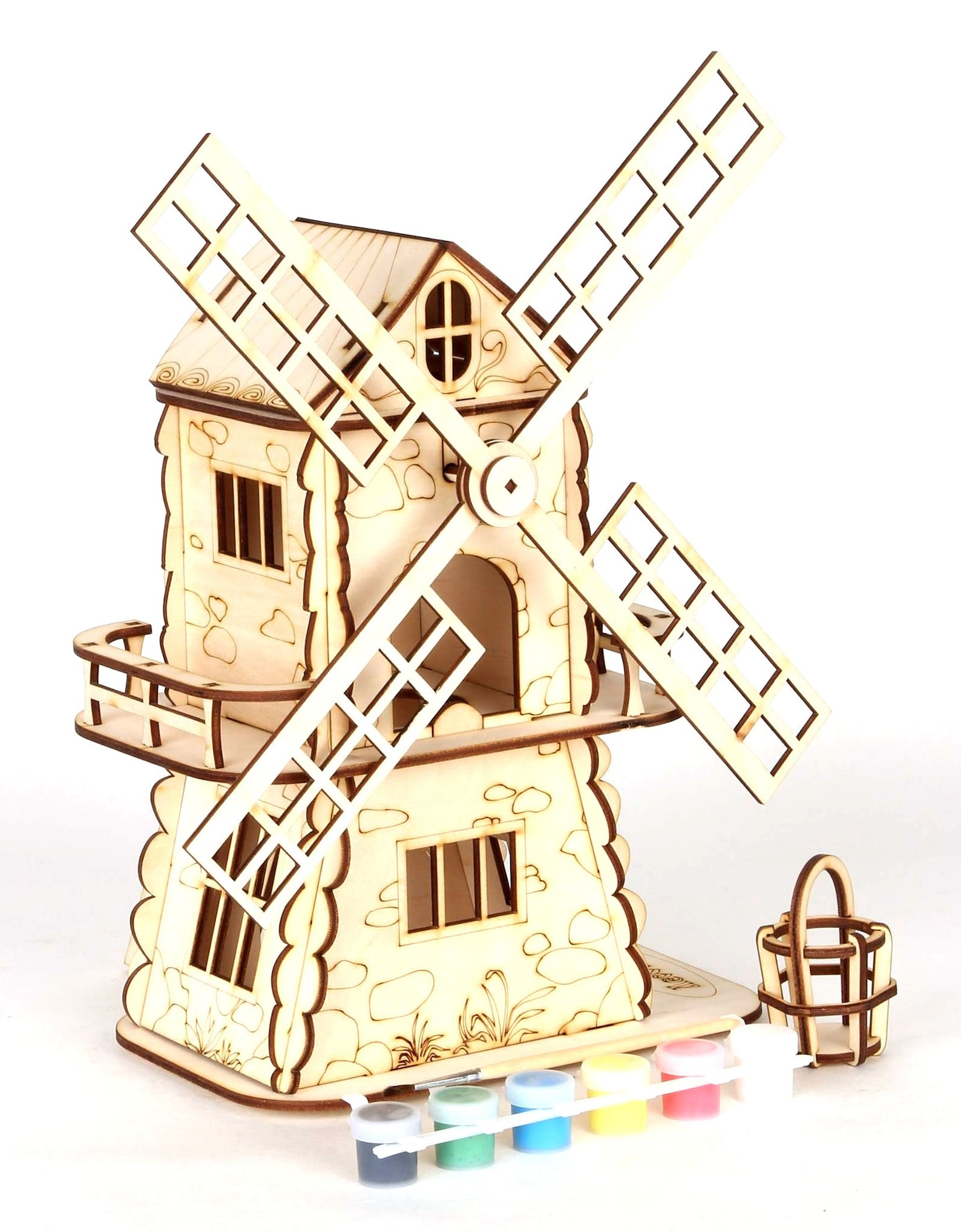 Mill House - Laser Cut Files. Windmill Mill Model Decorative Wooden 3d ...