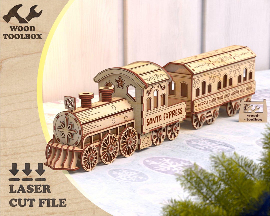 Santa Express Christmas Train – Laser Cut File | Wooden Train Template ...