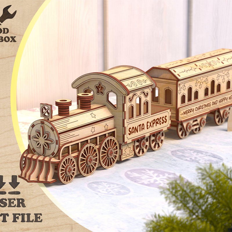 Laser File Christmas Train - Etsy