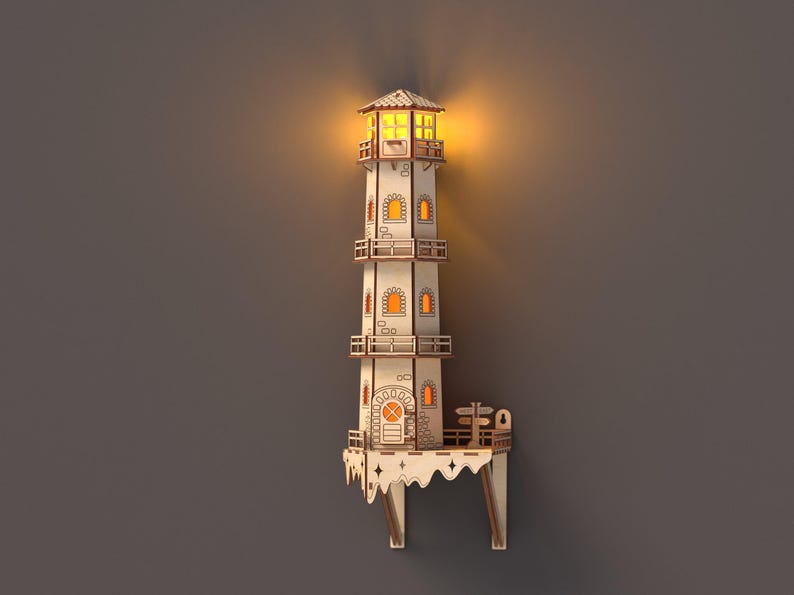 Lighthouse Laser Cut File – Wooden Night Light SVG, Glowforge Project ...