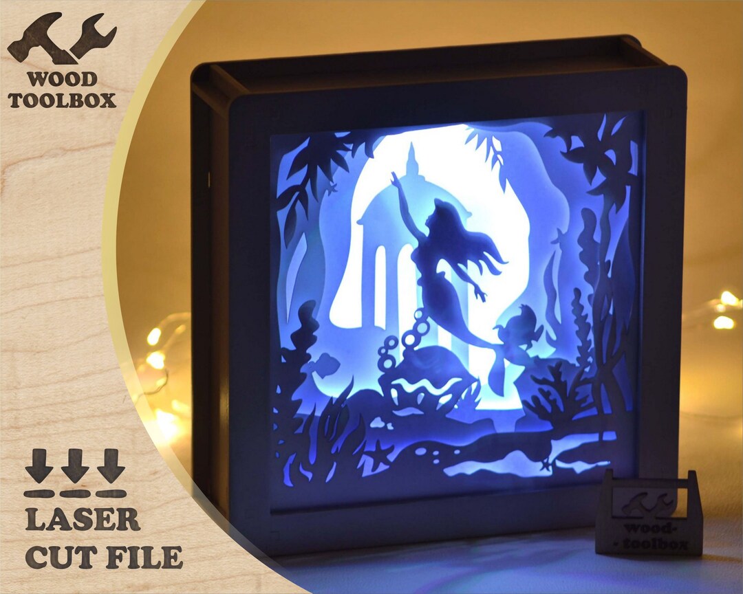 Wooden Nightlight - Laser Cut File / Mermaid Lightbox Laser, Plywood ...