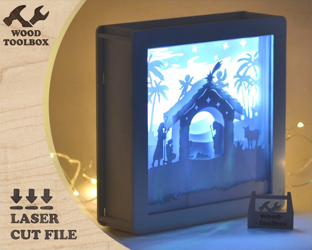 Christmas Shadow Box - Laser Cut Files. Jesus Born Wooden and Paper ...